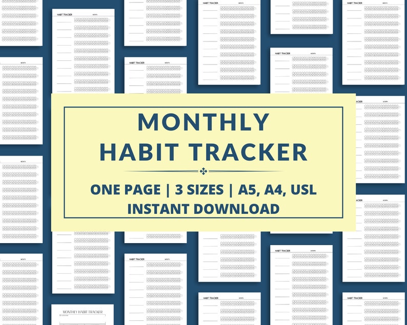 Monthly Habit Tracker Printable PDF, Simple Minimalistic Monthly Habit ...