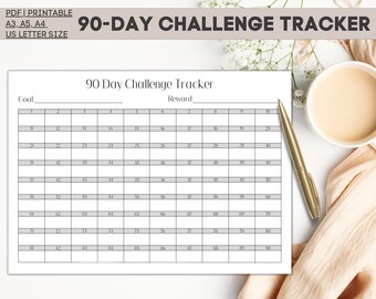 90 Day Challenge Tracker Printable | PDF Habit Tracker - Etsy