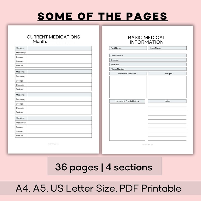 Medical Binder Printable: Health Records, Medication Tracker (PDF Download) - Etsy
