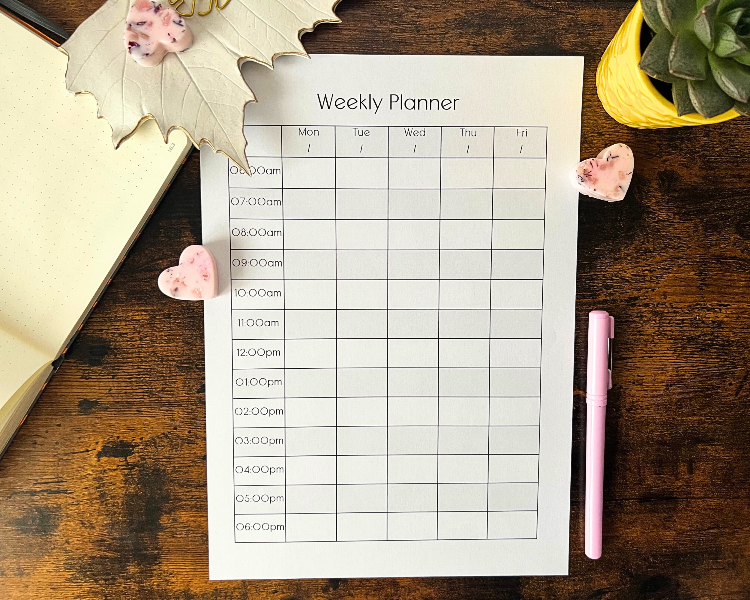 Hourly Planner Printable, Monday to Friday Weekly Planner Page, 6 Am to ...