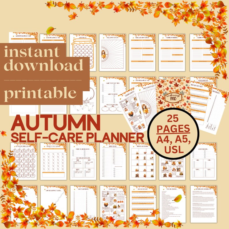 Ultimate Self-care Planner Printable 25pages Autumn Themed, Mental ...