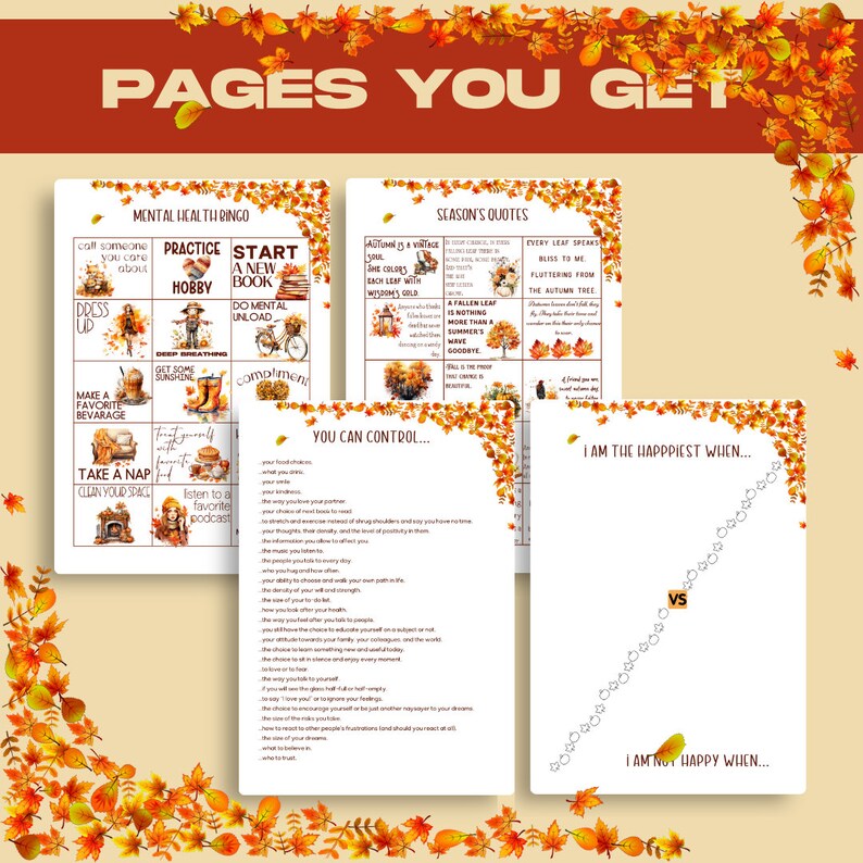 Ultimate Self-care Planner Printable 25pages Autumn Themed, Mental ...
