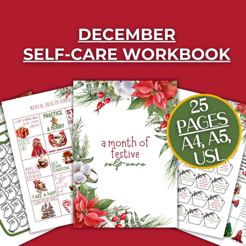 December Self-care Workbook Printable 25pages, Festive Mental Health ...