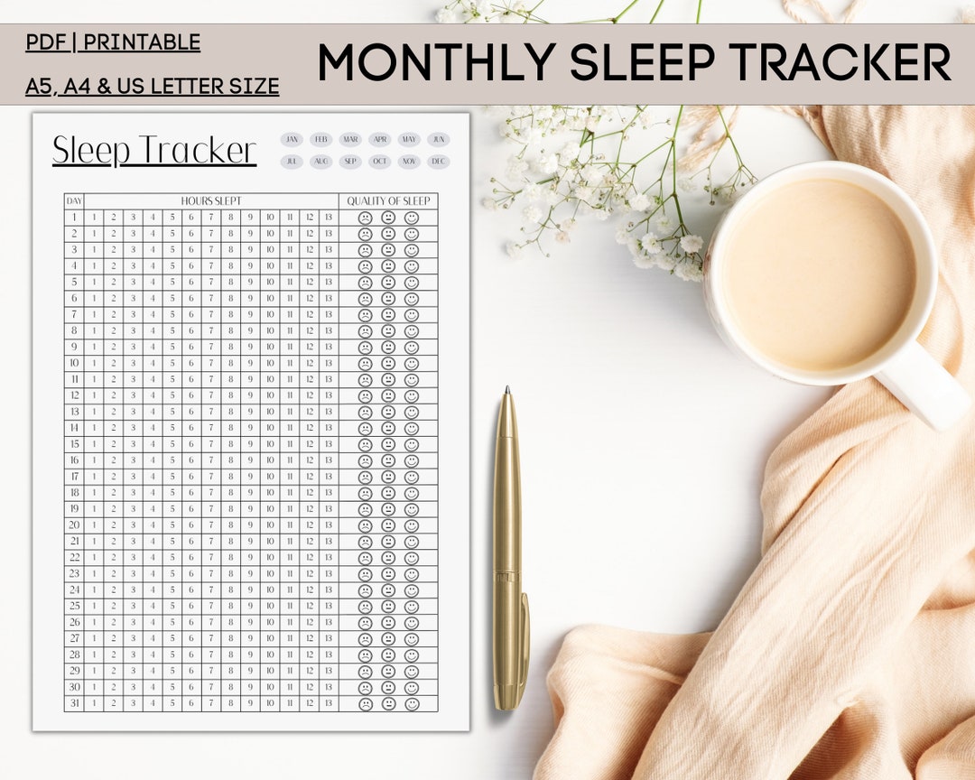Monthly Sleep Tracker Printable With a Mood Tracker, Sleep Log, Sleep ...