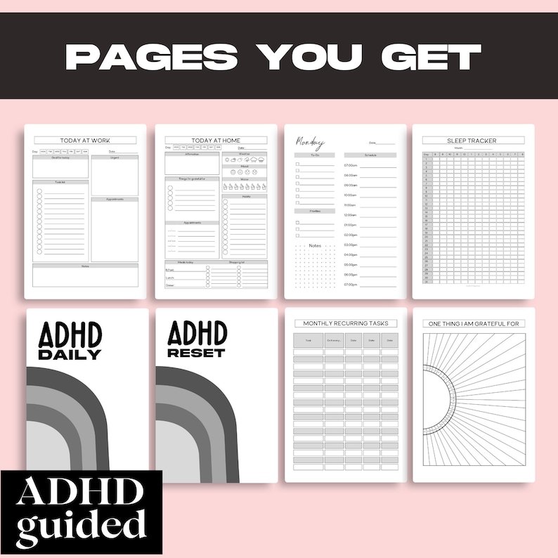 ADHD Planner Printable for Adults With Guided Daily, Yearly, Monthly ...