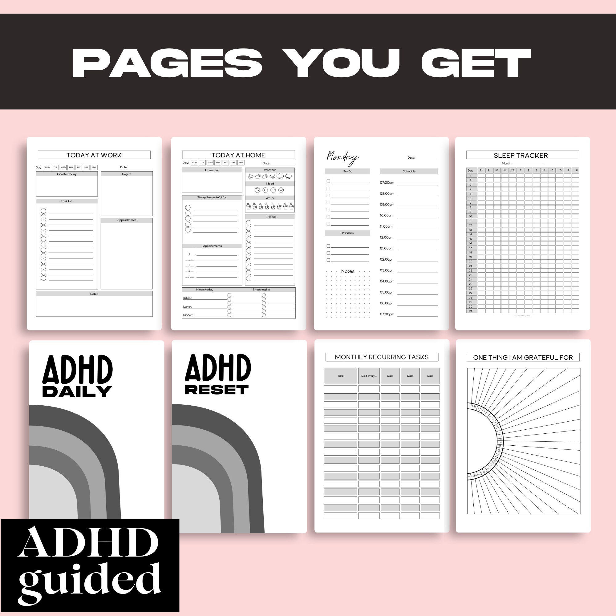 ADHD Planner Printable for Adults With Guided Daily, Yearly, Monthly ...