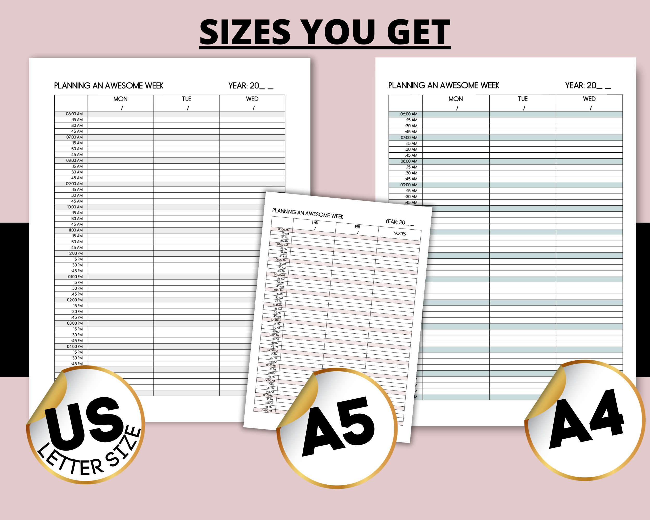 15 Minute Weekly Planner in Two Pages, Weekly Productivity Planner, 15 ...