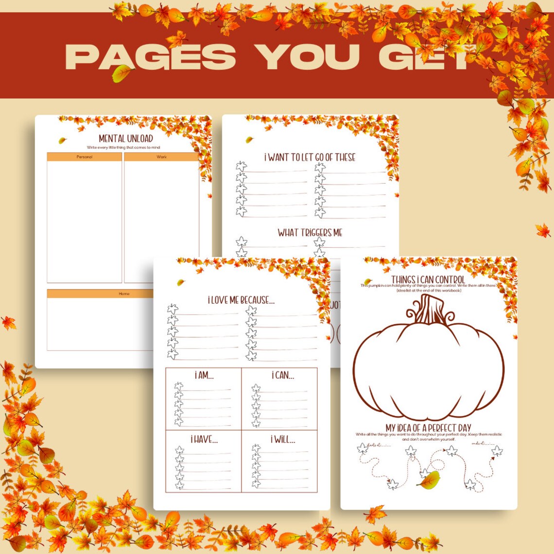 Ultimate Self-care Planner Printable 25pages Autumn Themed, Mental ...