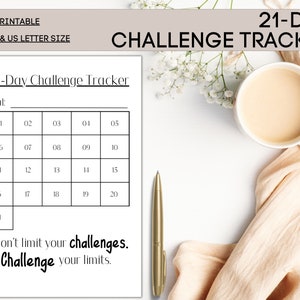 21-day Challenge Tracker PDF Printable, Goal Tracker, Progress Tracker ...