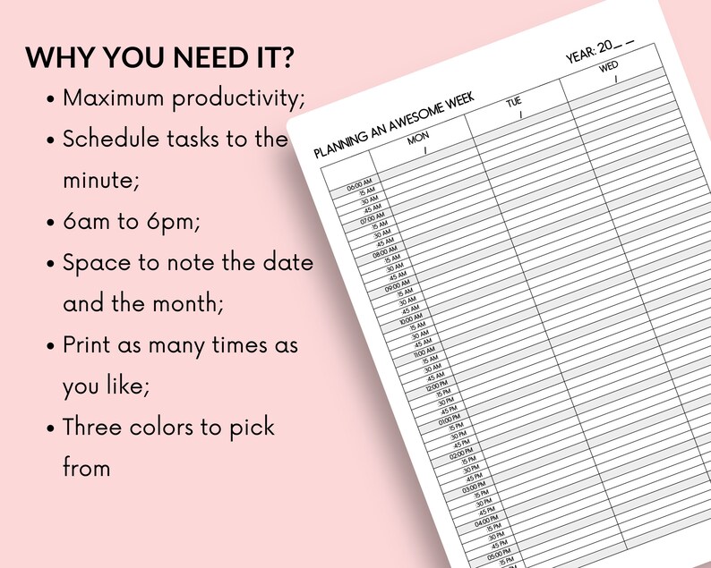 15 Minute Weekly Planner in Two Pages, Weekly Productivity Planner, 15 ...