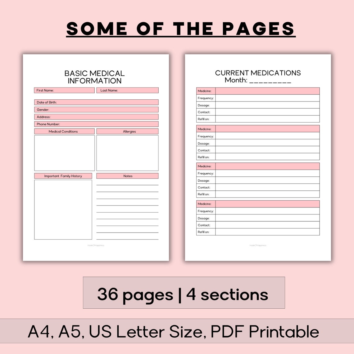 Medical Binder Printable: Health Tracker, Medication, Appointments (PDF ...