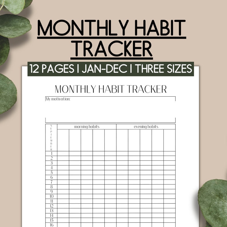 Monthly Habit Tracker Printable, Daily Habit Planner, Wellness Tracker ...