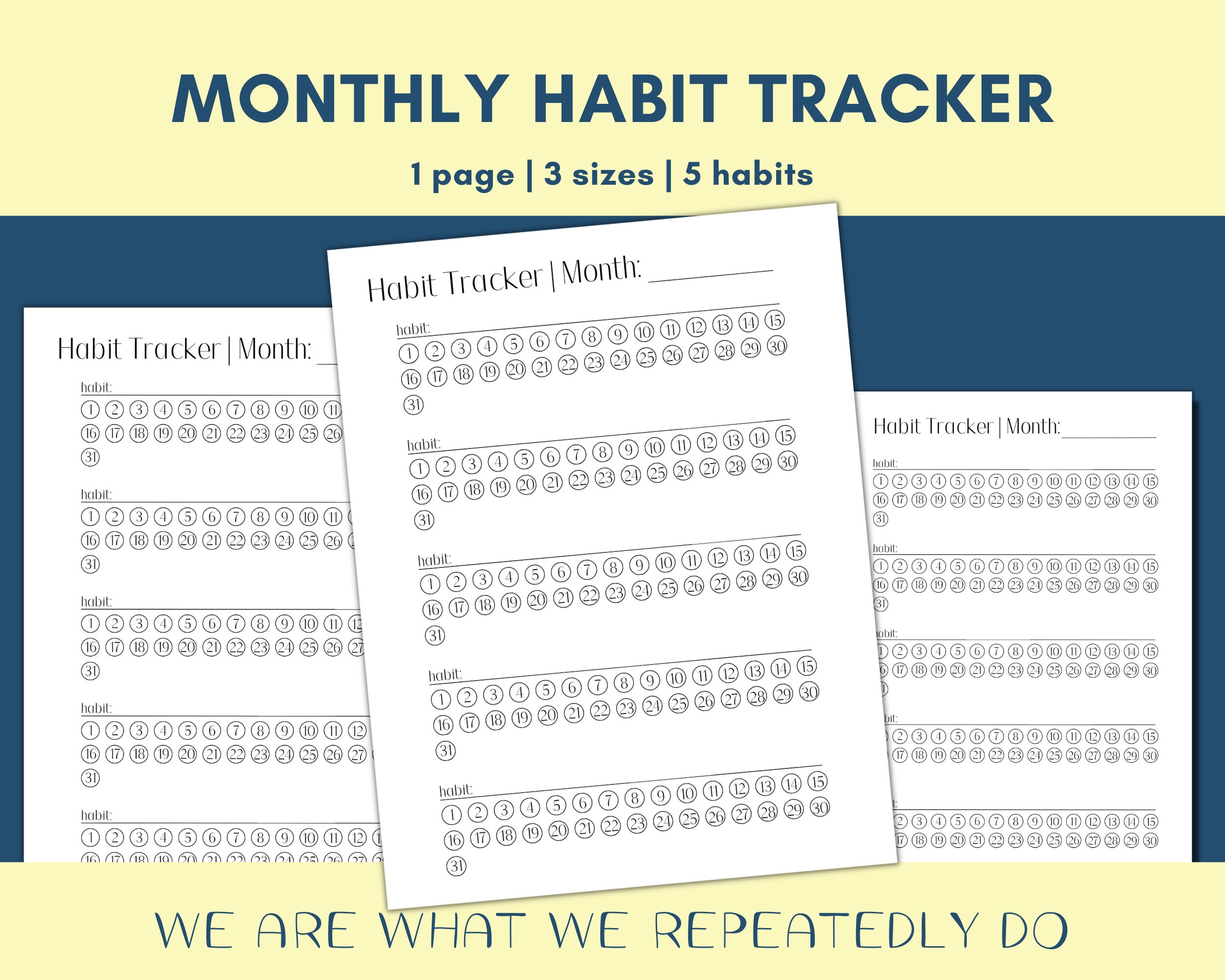 Monthly Habit Tracker Printable PDF, Minimalistic Simple Habit Tracker ...
