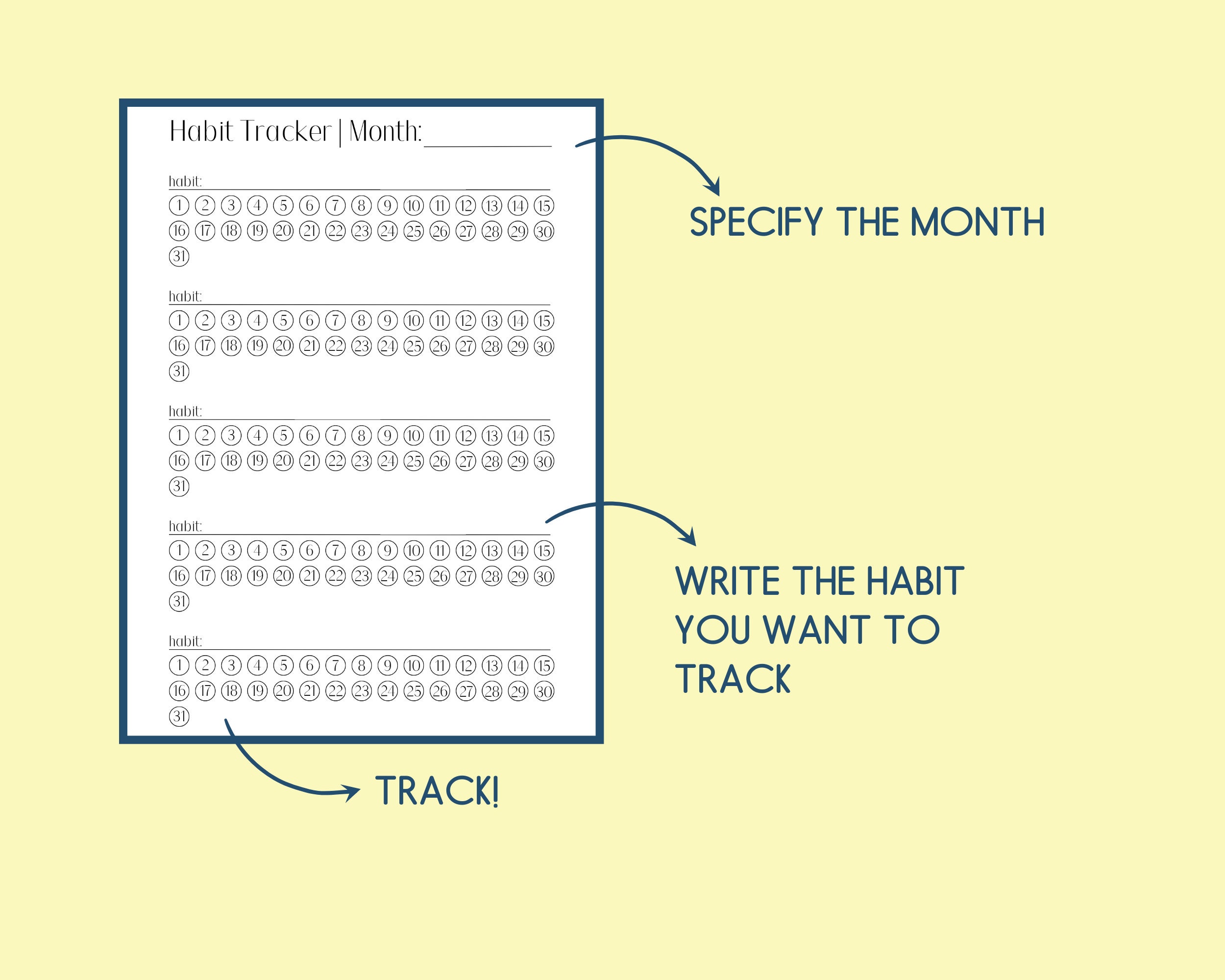 Monthly Habit Tracker Printable PDF, Minimalistic Simple Habit Tracker ...