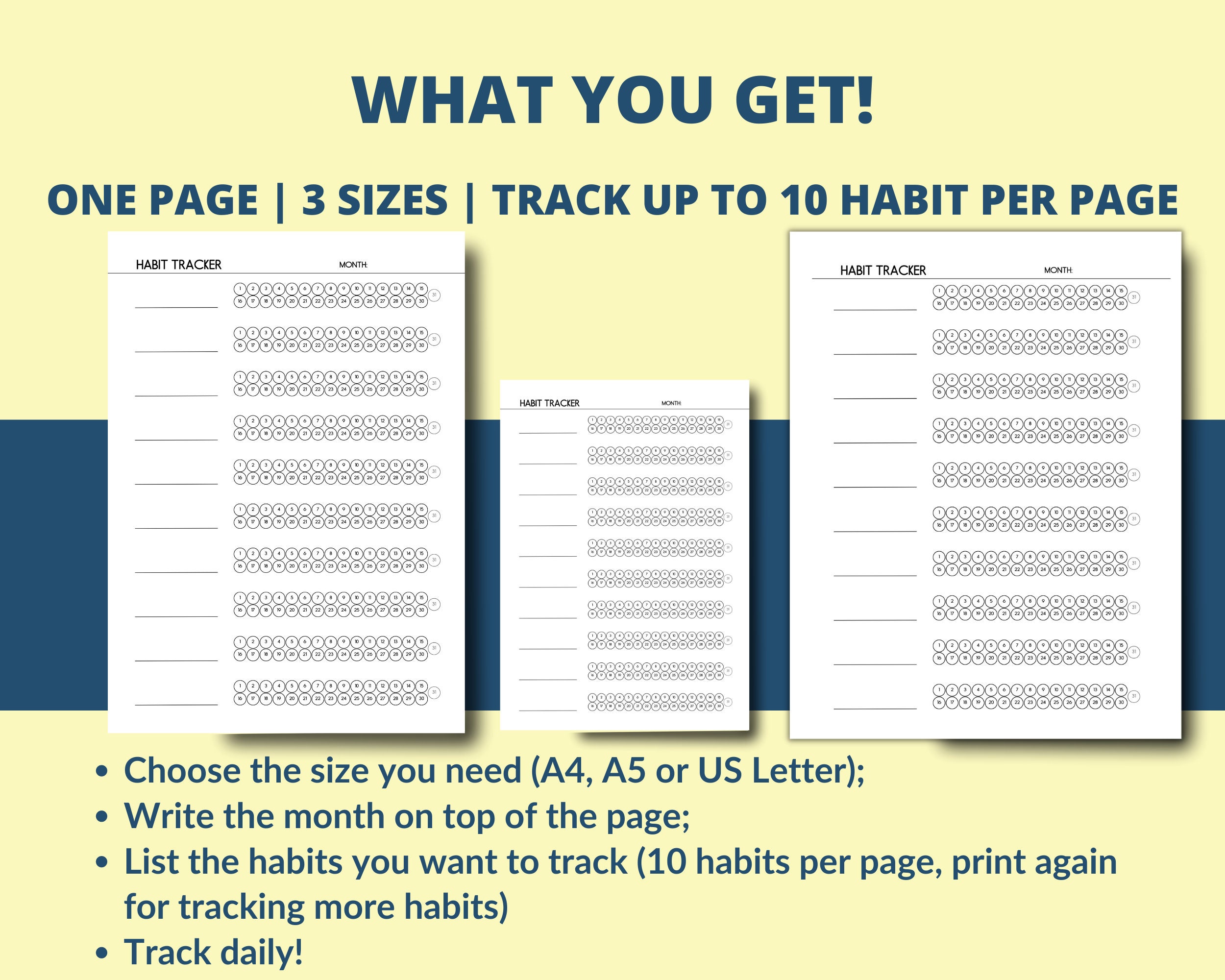 Monthly Habit Tracker Printable PDF, Simple Minimalistic Monthly Habit ...