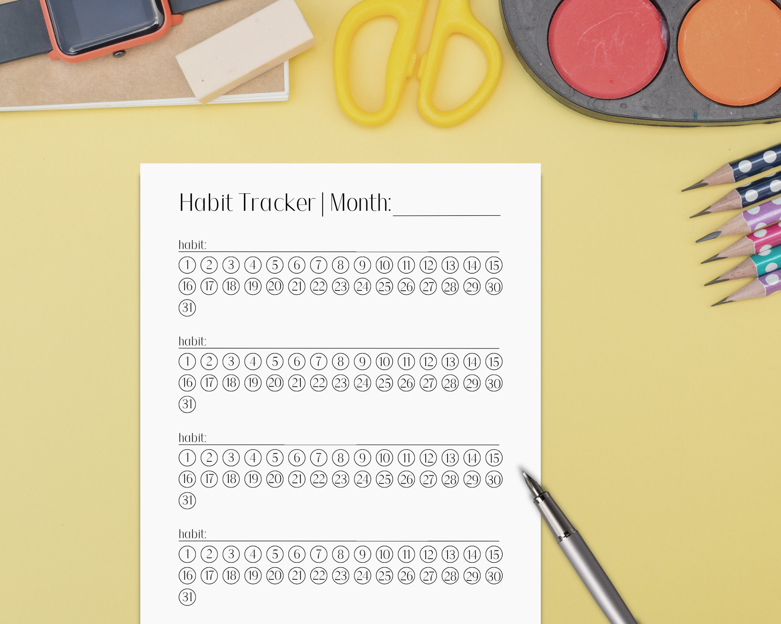 Monthly Habit Tracker Printable PDF, Minimalistic Simple Habit Tracker ...