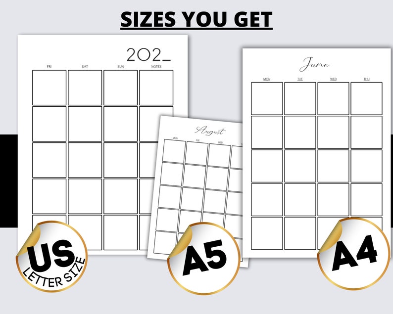 Undated Month at a Glance in Two Pages, Printable Undated Monthly ...