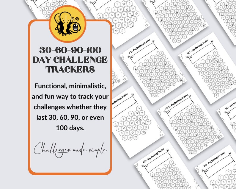 Honeycomb Challenge Tracker Printable: Goal Setting, Habit Developing ...