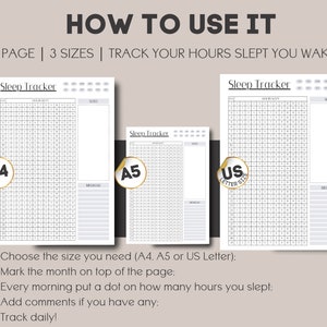 Sleep Tracker Printable PDF, Instant Download Sleep Log, Sleep Diary ...