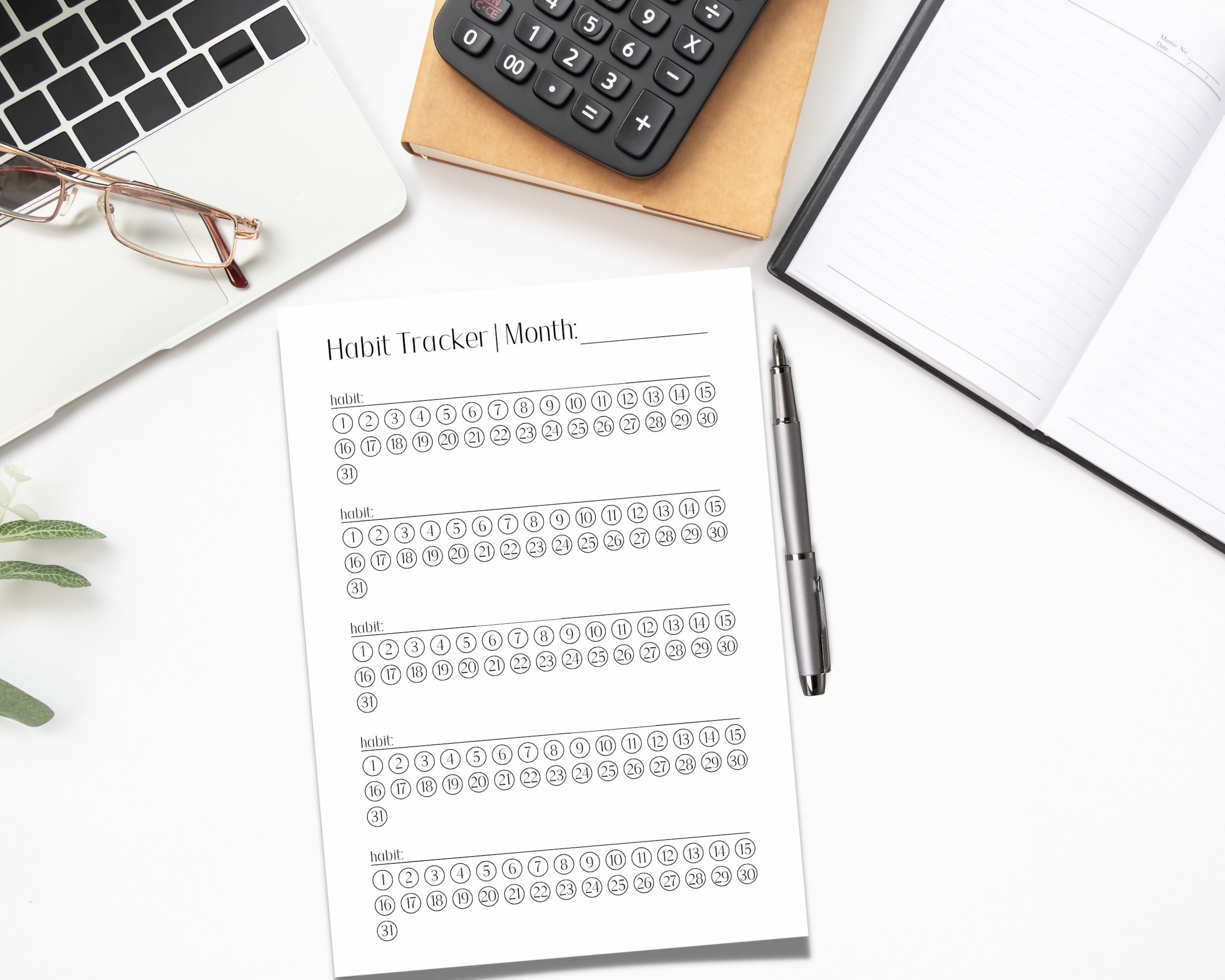 Monthly Habit Tracker Printable PDF, Minimalistic Simple Habit Tracker ...