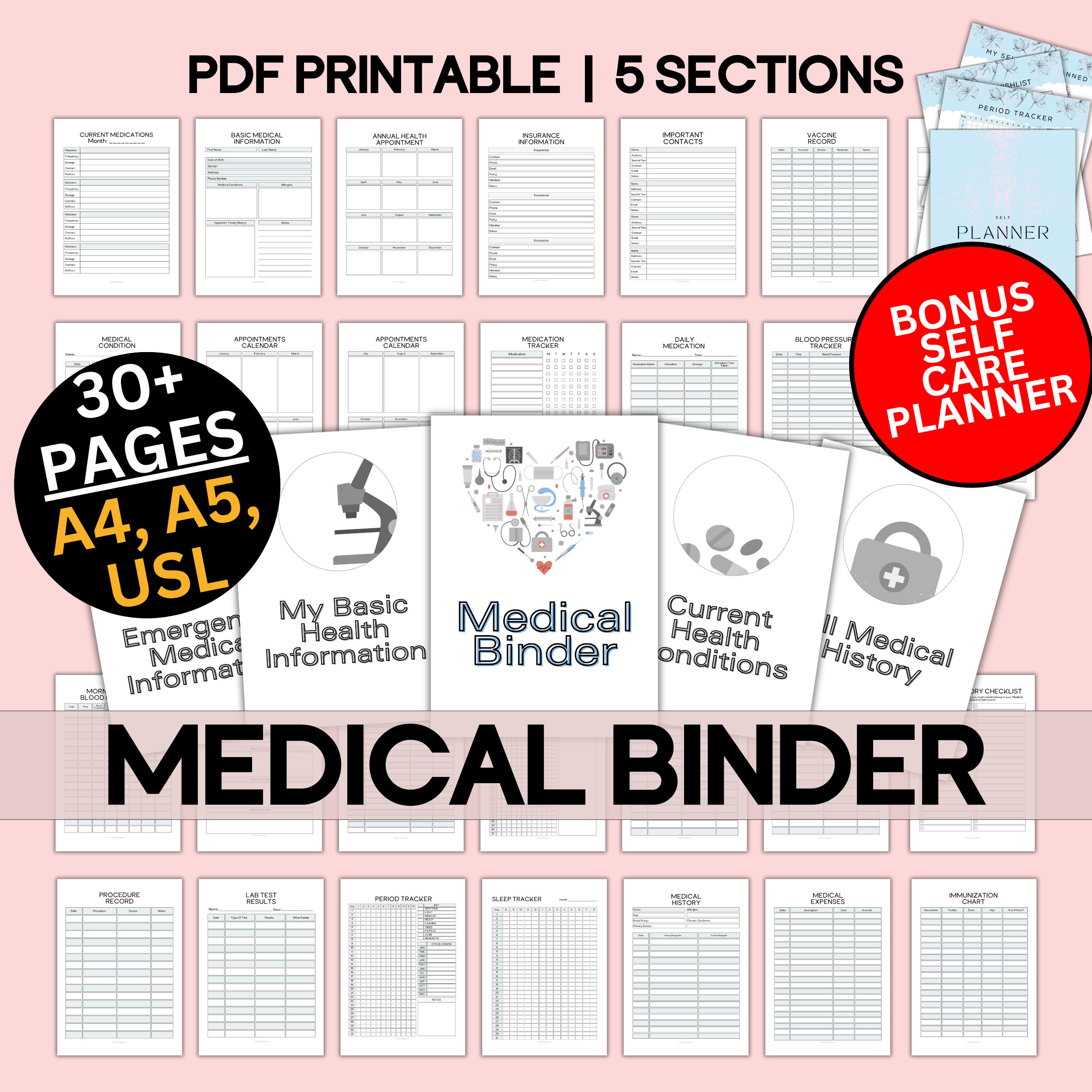 Medical Binder Printable for General Health Records, Keeping Family ...