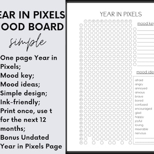 Year in Pixels Printable | Mood Tracker | Daily Moods | Emotional ...