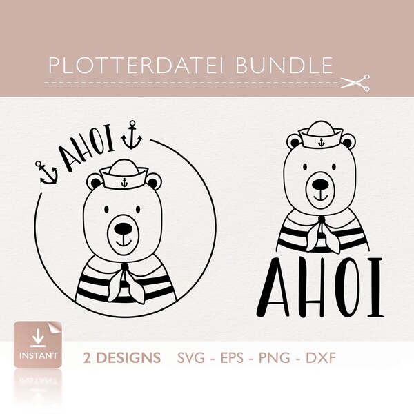 Plotterdatei bär matrose svg - Etsy.de