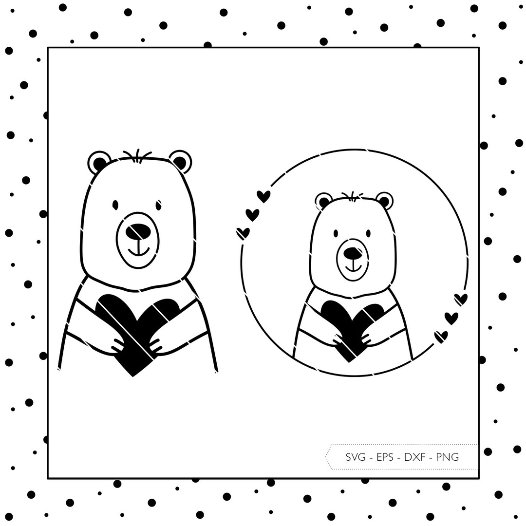Plotter File Bear Heart Love SVG Eps DXF PNG Vector Plotter Files German Cute Bear Teddy Bear ...