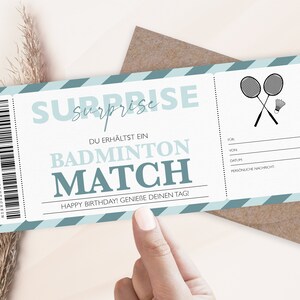 Personalized Voucher Badminton Ticket Instant Download Sport Badminton ...