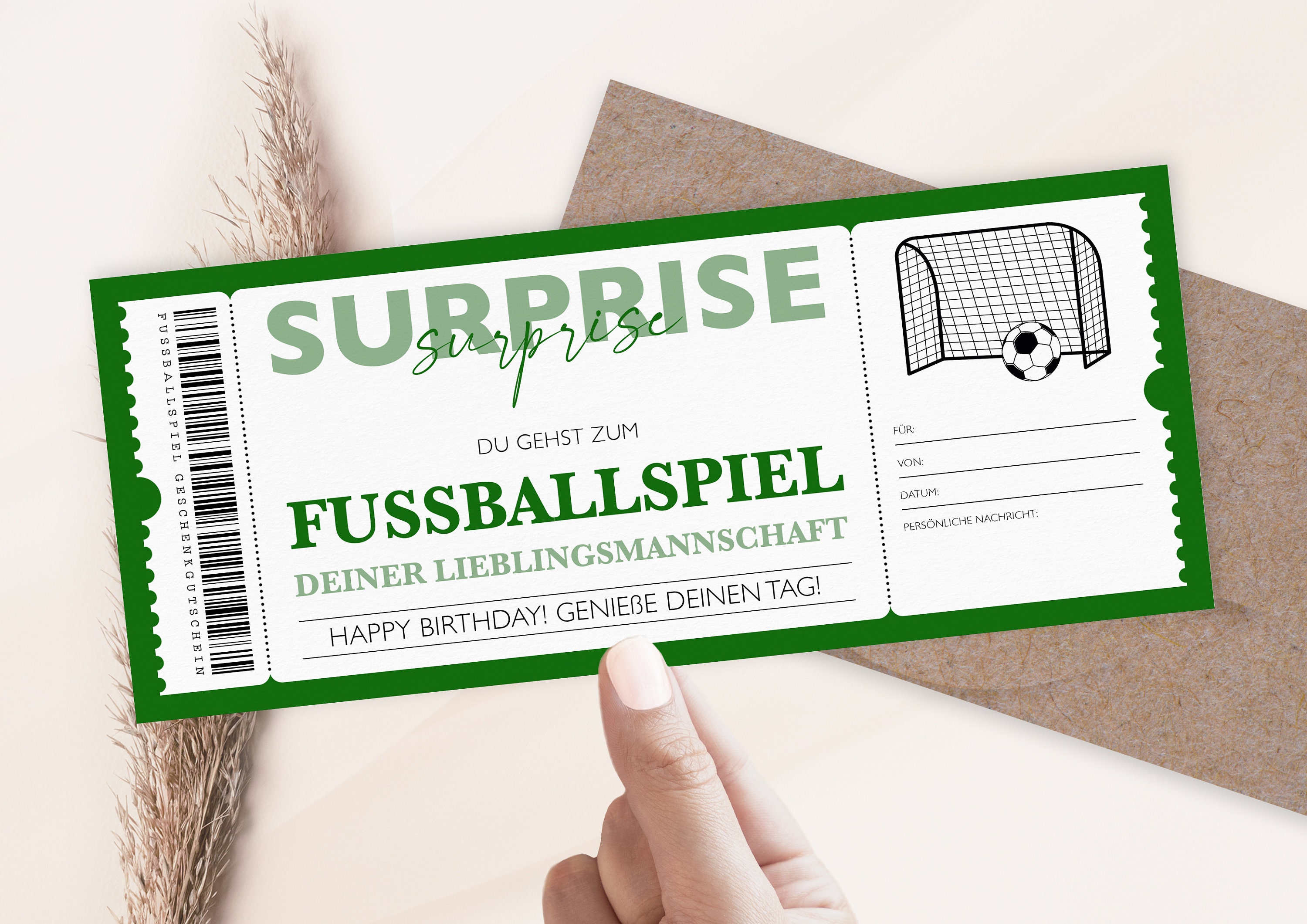 Personalisierter Gutschein Fussball Ticket PDF Download Fussballspiel ...