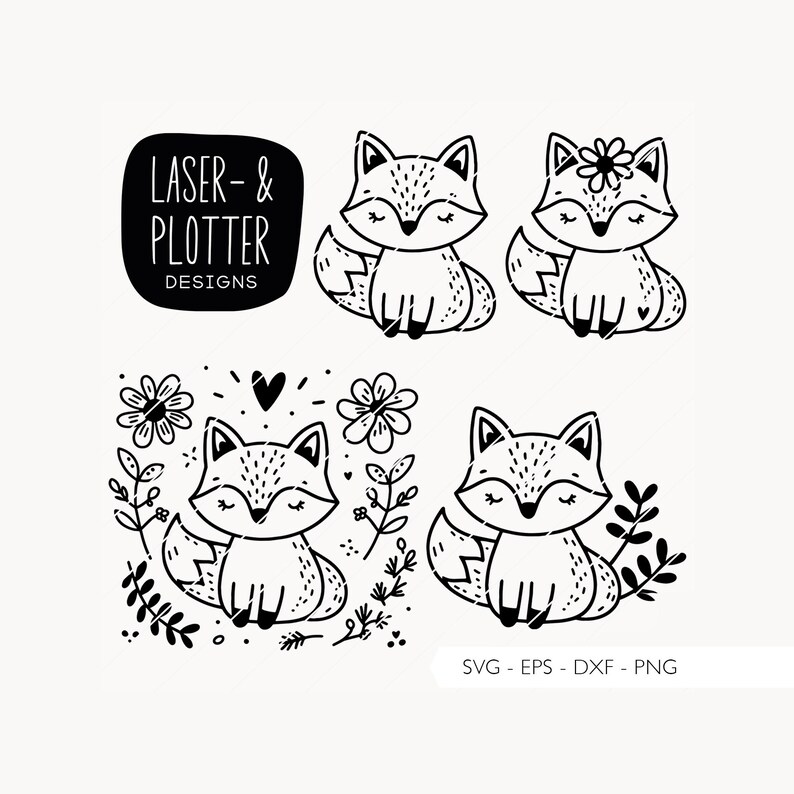 Plotterdatei Fuchs SVG Eps DXF PNG | Digistamp Niedlicher Fuchs ...