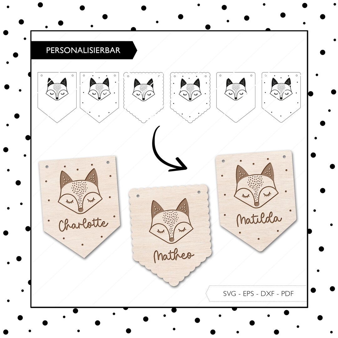 Laser File Children's Room Sign Door Sign SVG EPS DXF Pennant Name ...