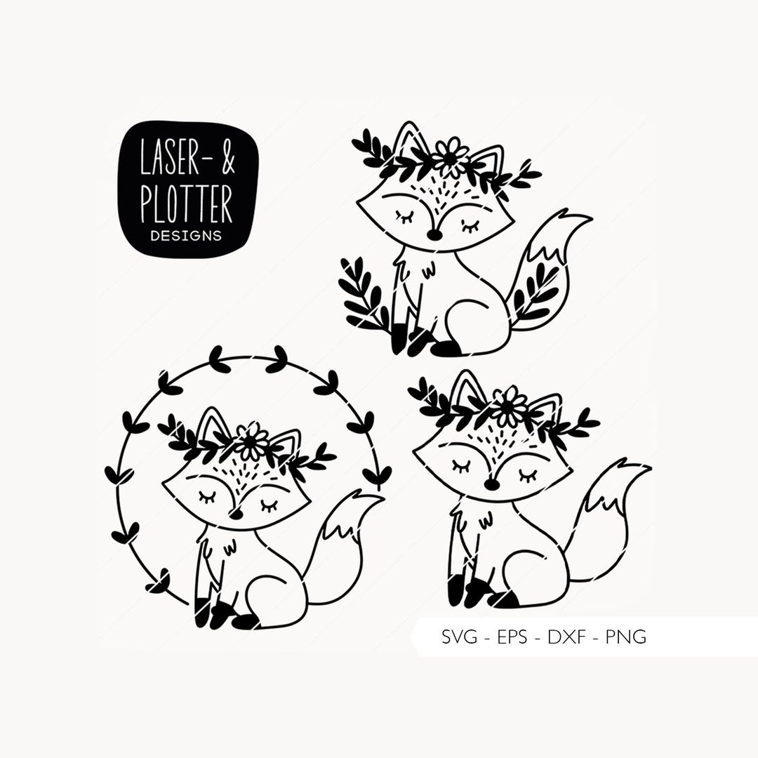 Plotter File Fox SVG Eps DXF PNG | Digistamp Fox Laser File Laser ...