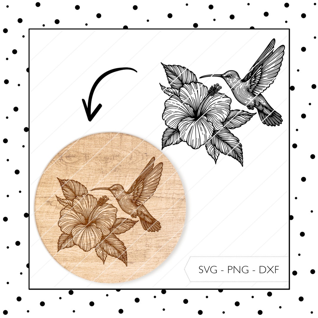 Laser File Hummingbird SVG DXF PNG Laser Engraving Hummingbird Bird ...