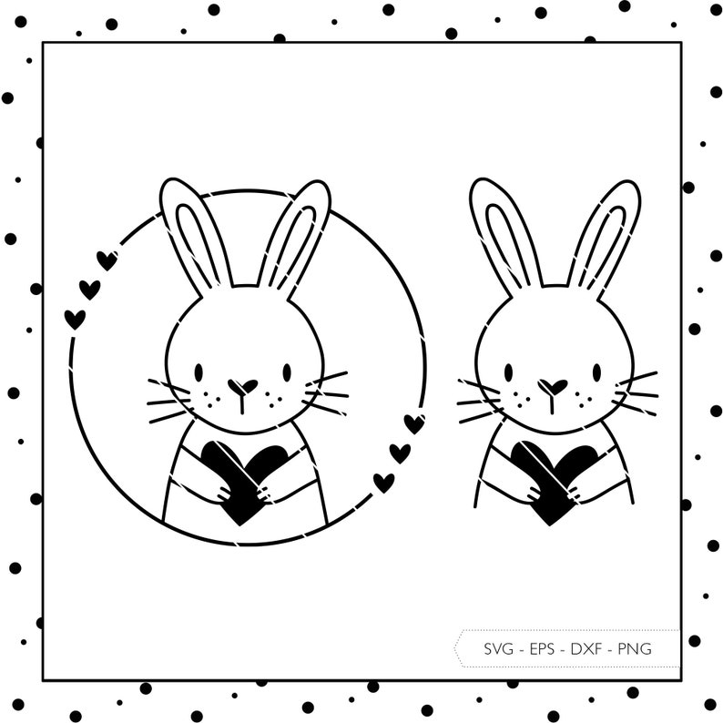 Plotter File Rabbit Heart Love SVG Eps DXF PNG Vector Plotter Files ...