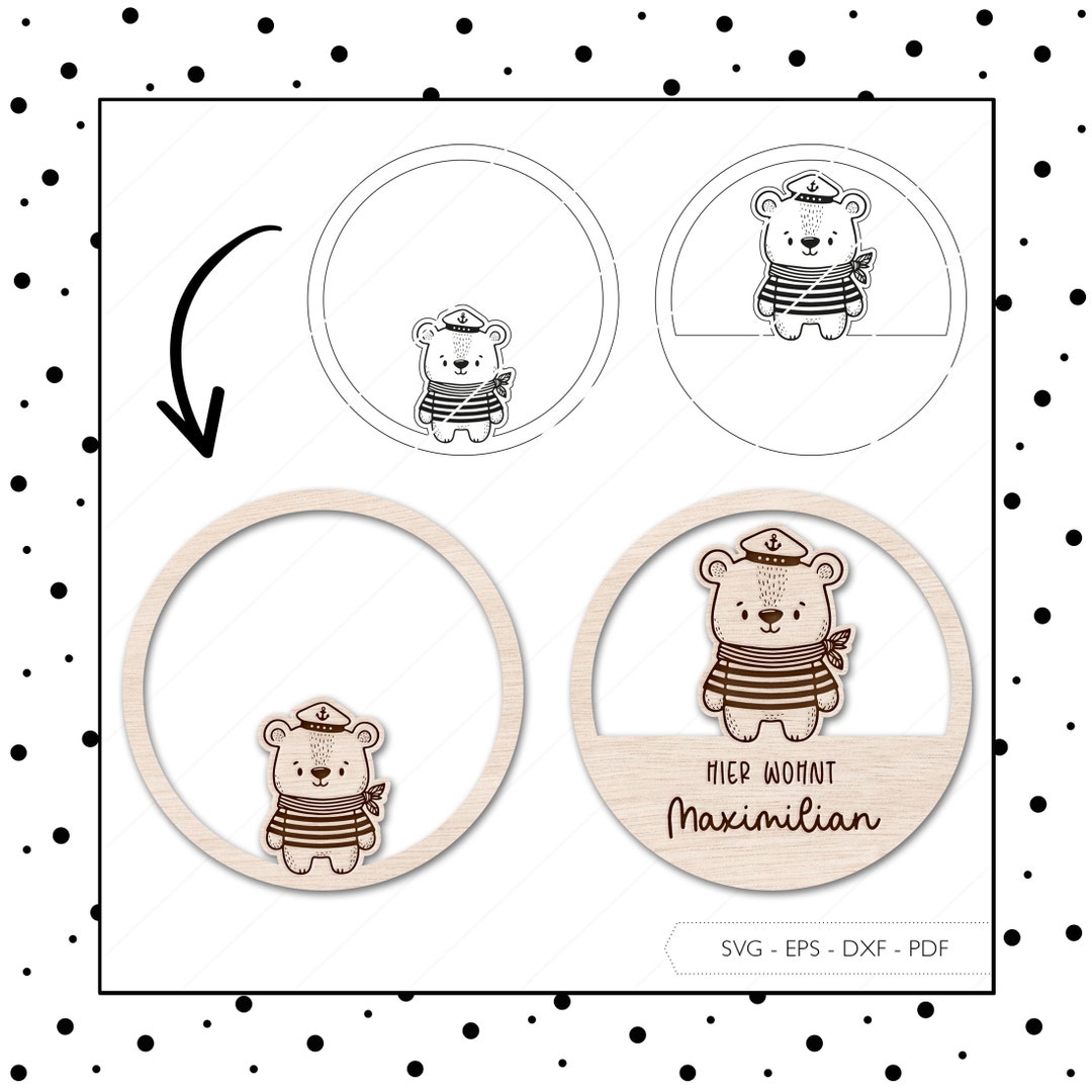 Laser File Children's Room Sign Door Sign SVG EPS DXF Door Ring Name ...