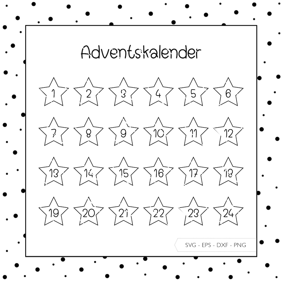 Plotter File Advent Calendar Numbers SVG Eps DXF PNG Vector Laser File ...