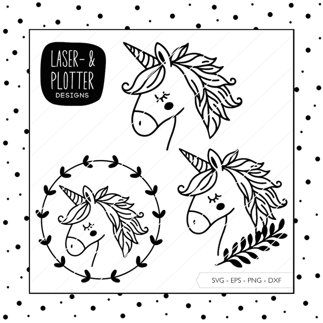 Plotterdatei Einhorn SVG Eps DXF PNG | Digistamp Einhorn Laserdatei Laser Gravur Lasergravur ...