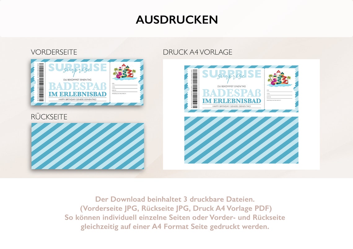 Personalized Voucher Adventure Pool Ticket PDF Download Swimming Pool ...