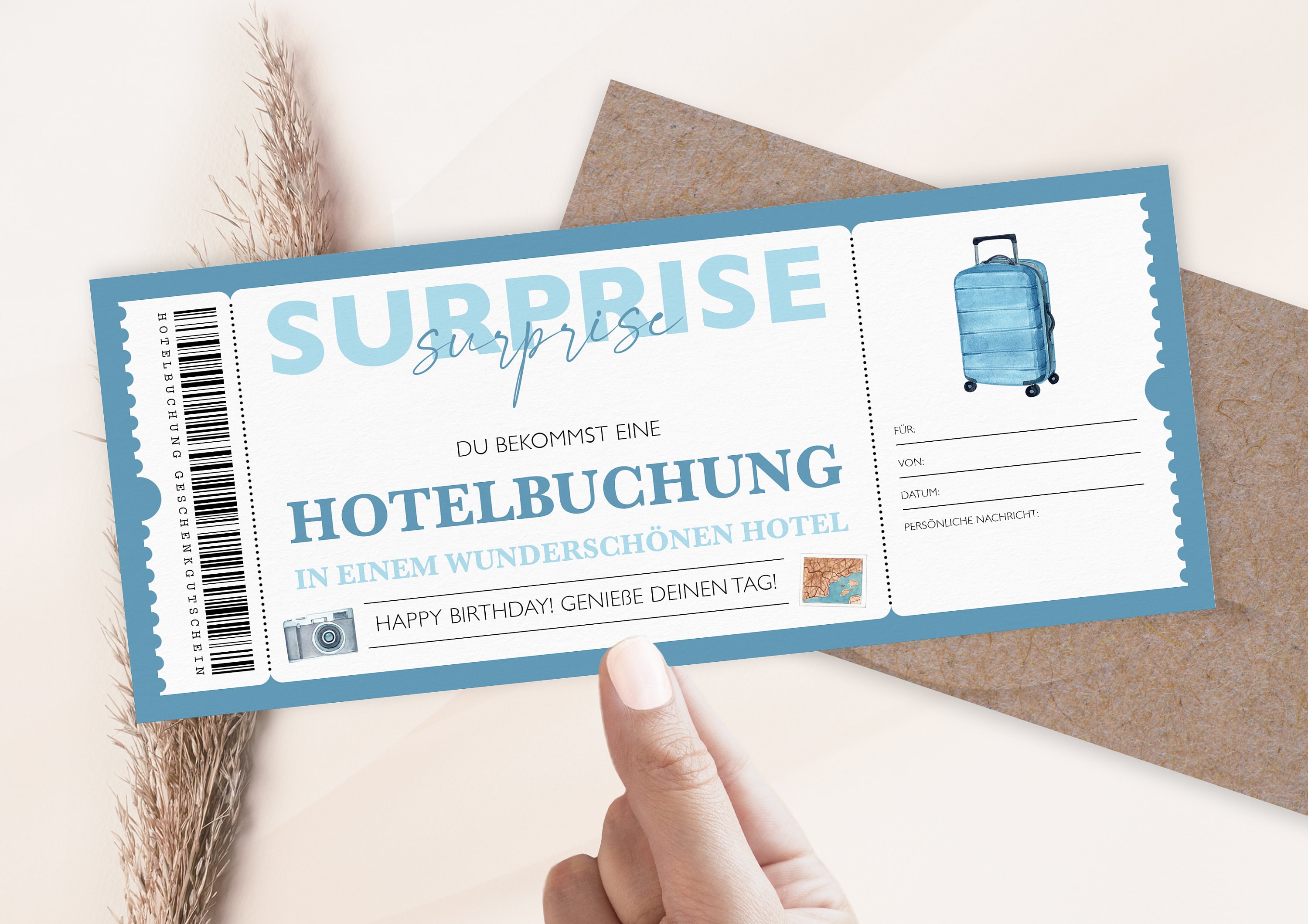 Personalisierter Gutschein Hotel Ticket PDF Download Hotel Reservierung ...