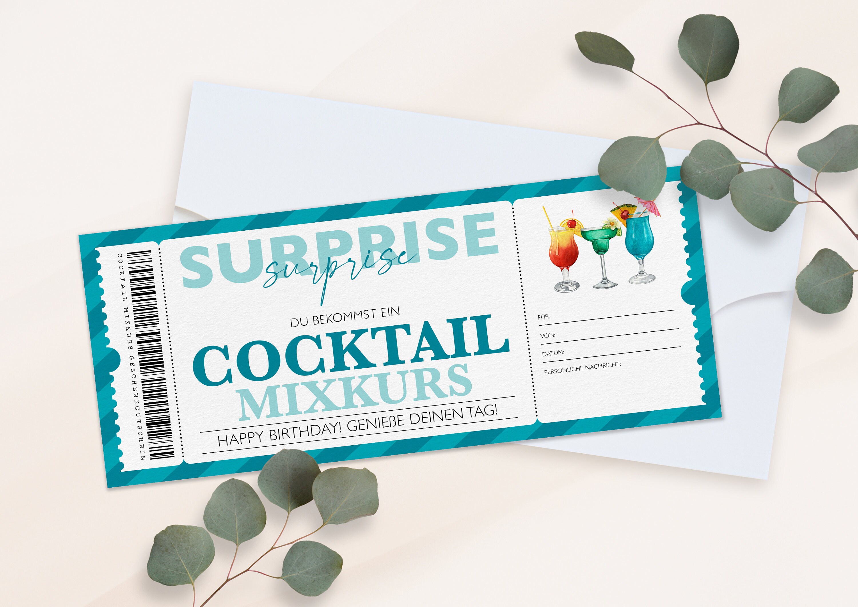 Personalized Voucher Cocktail Ticket PDF Download Cocktail Course ...