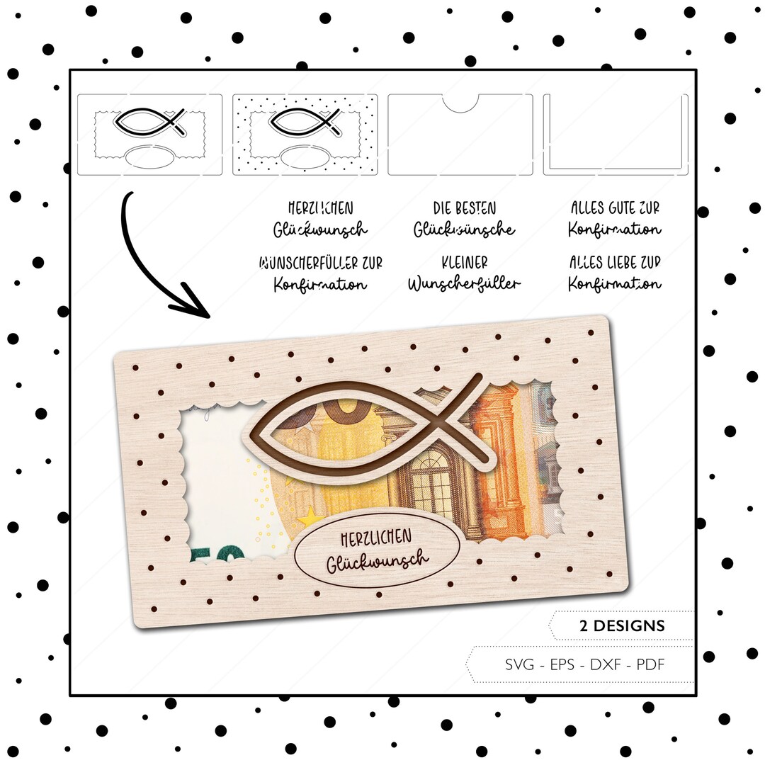 Laser File Confirmation Money Gift Envelope SVG EPS DXF Envelope ...