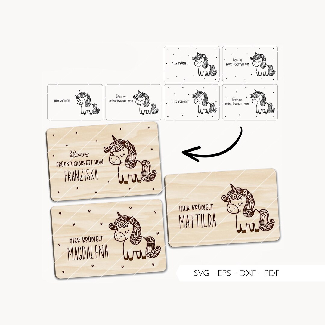Laser File Breakfast Board Unicorn SVG EPS DXF Breakfast Board for ...
