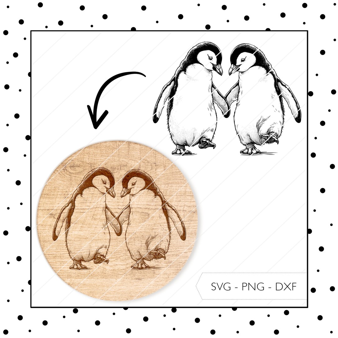 Laser File Penguin SVG DXF PNG Laser Engraving Penguin Friendship Gift ...