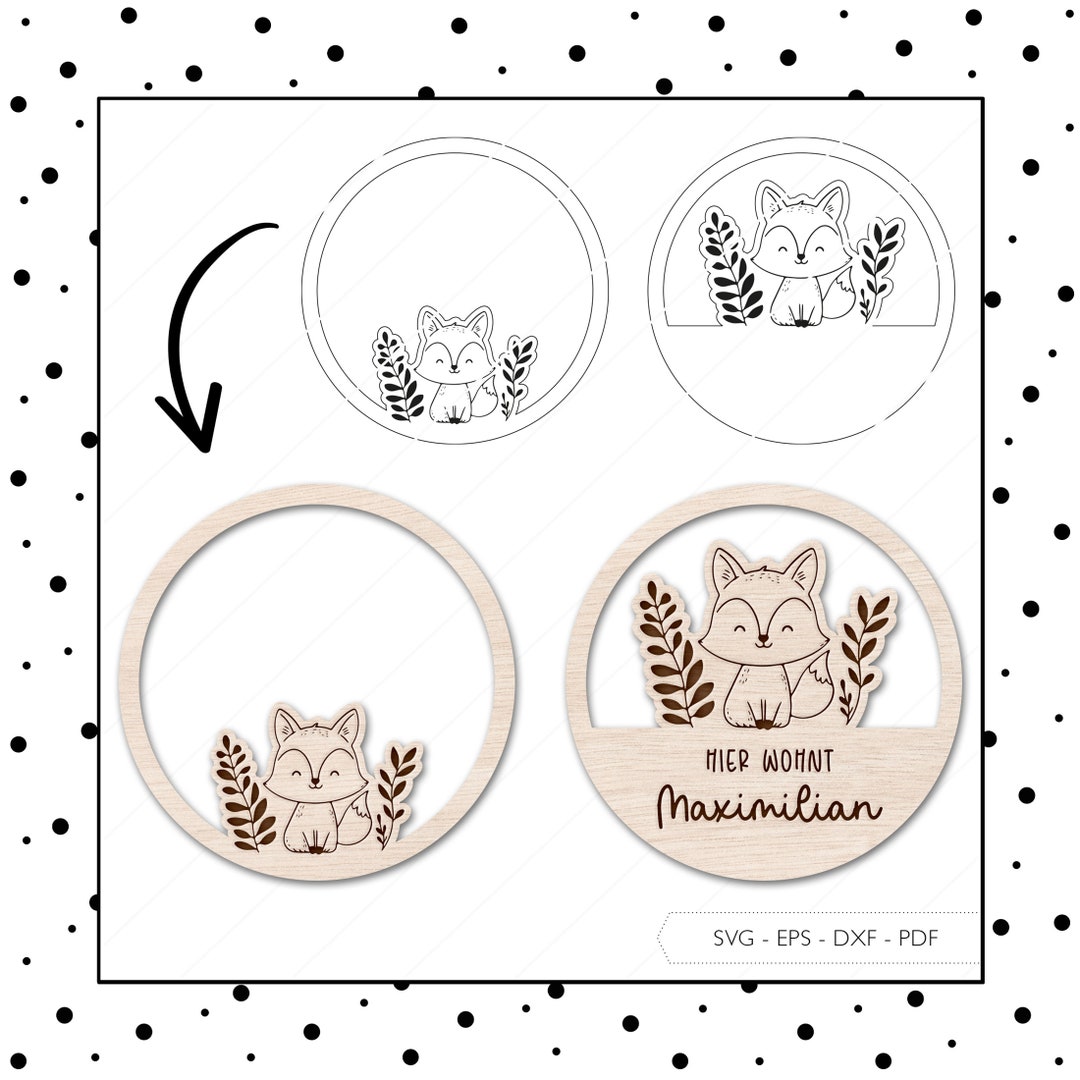 Laser File Children's Room Sign Door Sign SVG EPS DXF Door Ring Name ...