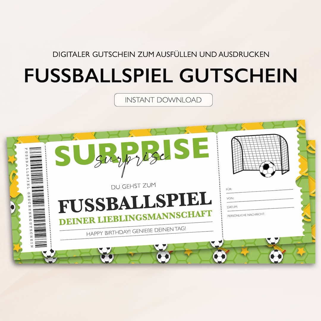 Personalized Voucher Football Ticket PDF Download Football Match ...