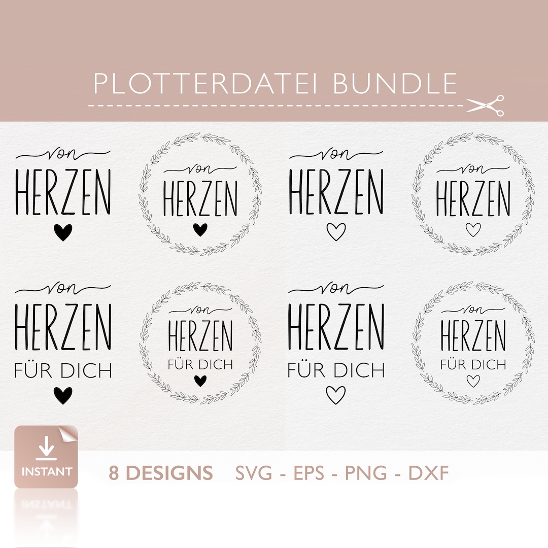 Plotterdatei Von Herzen Für Dich SVG Eps DXF PNG Schriftzug - Etsy Portugal