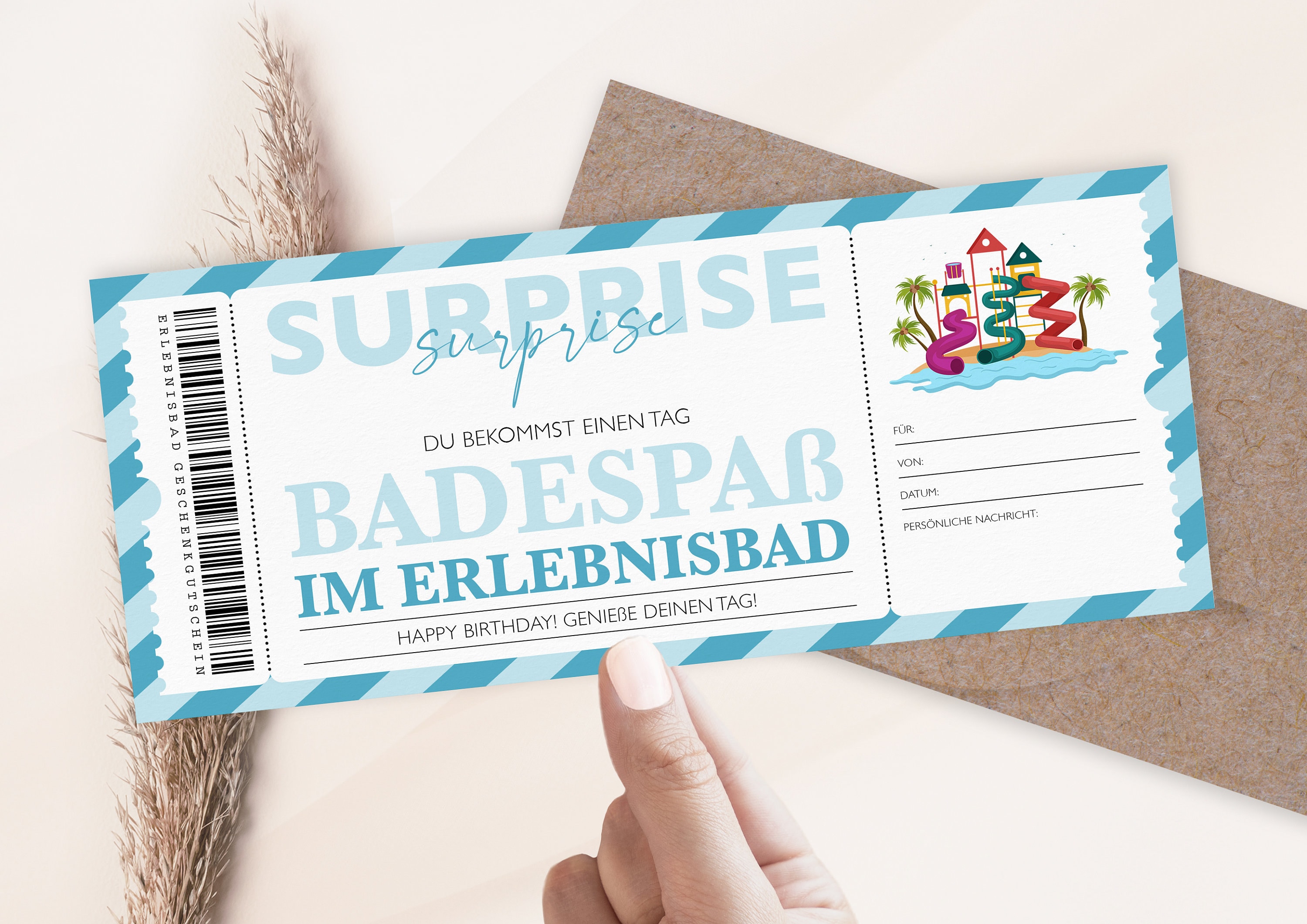 Personalized Voucher Adventure Pool Ticket PDF Download Swimming Pool ...