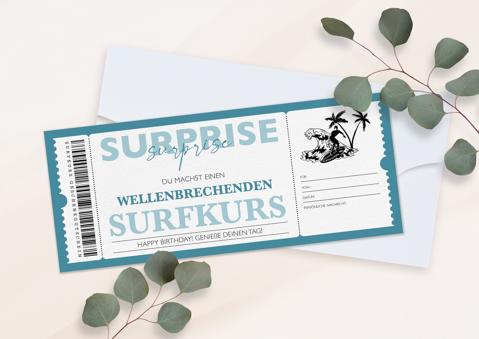 Personalized Voucher Surfing Ticket PDF Download Surfing Course Surfing ...