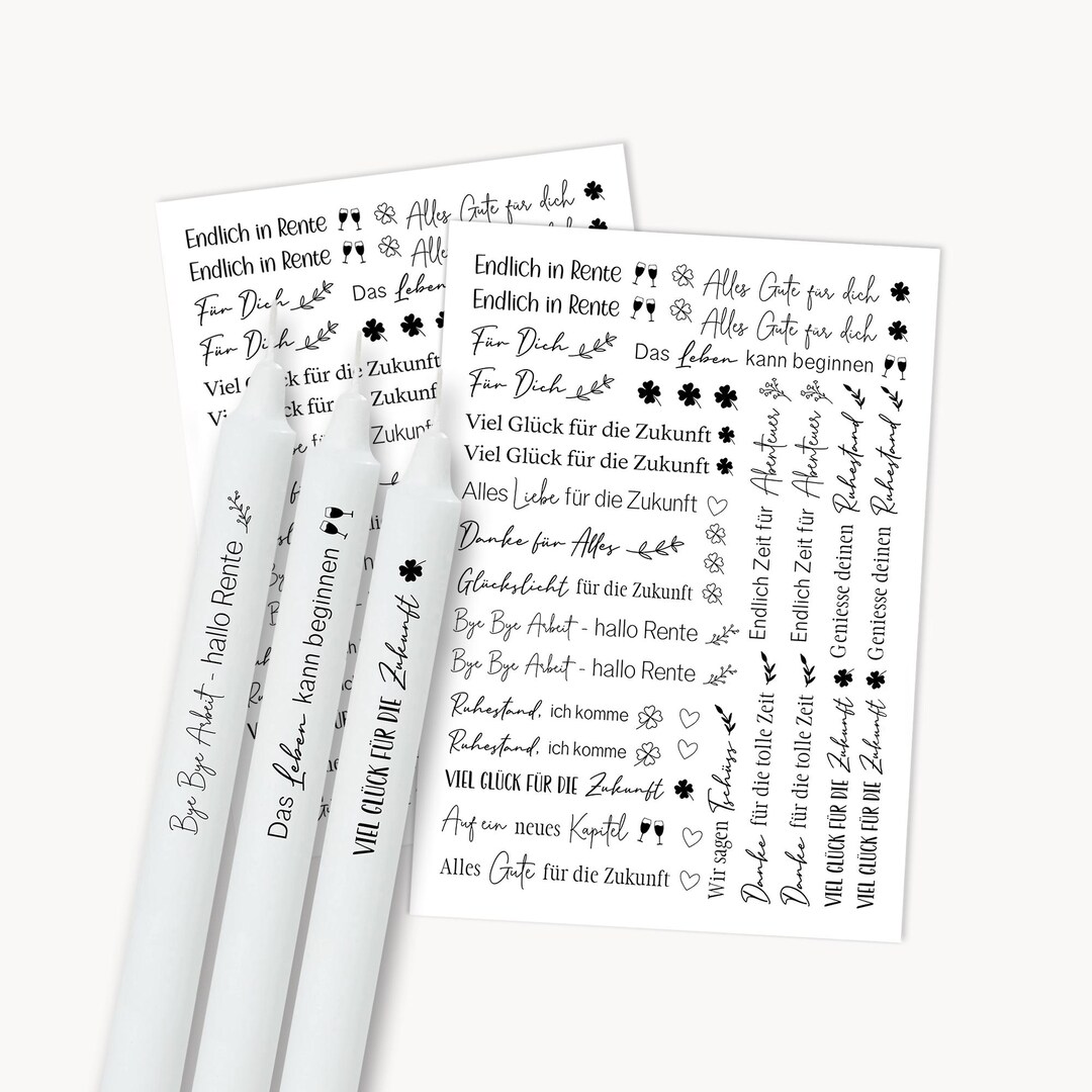 Retirement Candle Tattoos | PDF Template for Waterslide Decal Candles ...